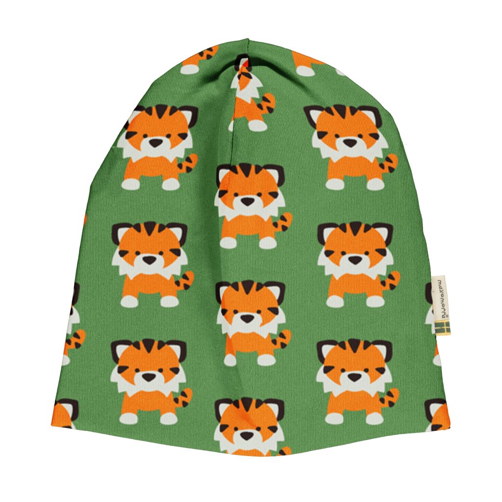 Maxomorra Tangerine Tiger Beanie Hat - Eddie & Min