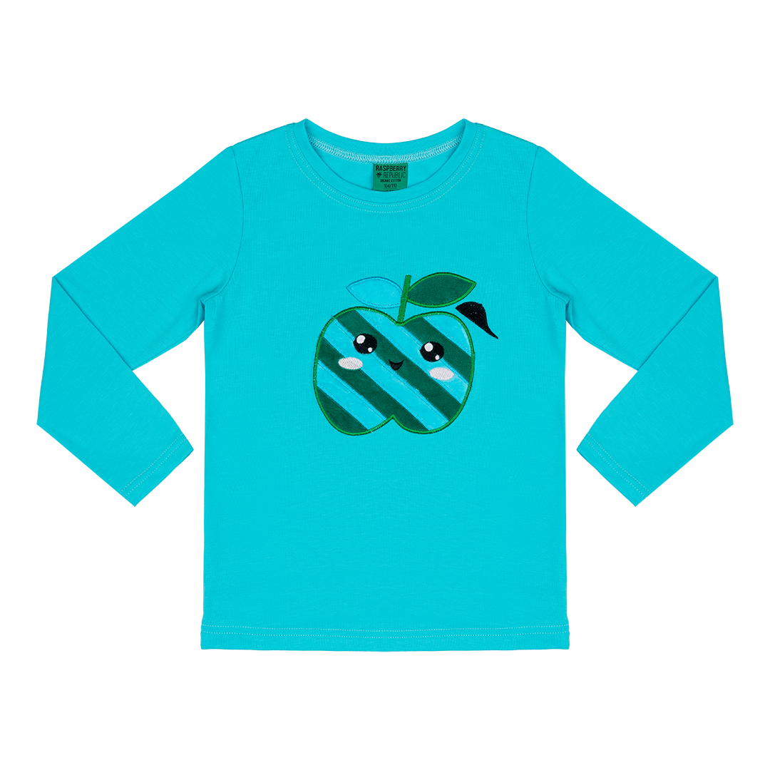 Raspberry Republic Candy Apple Embroidered LS T-Shirt - Eddie & Min